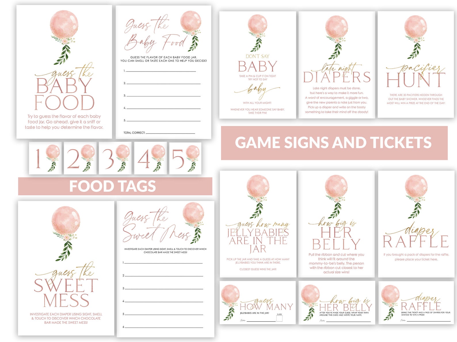 Baby Shower Games Girl Baby Shower Editable Games Printable - Etsy