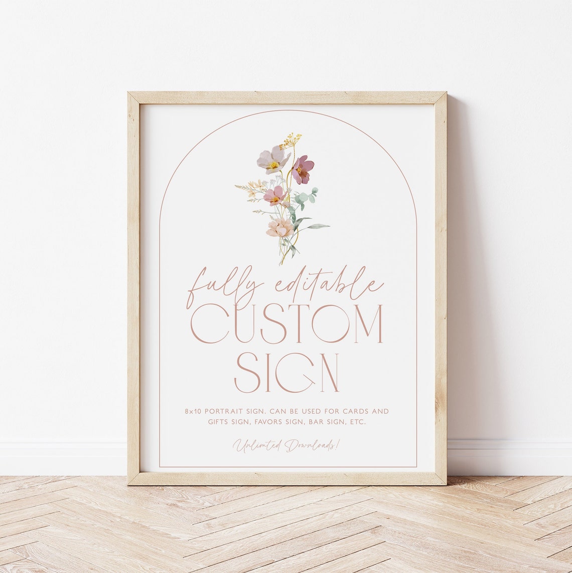 Wildflower Editable Custom Sign, Custom 8x10 Sign, Bridal Shower ...