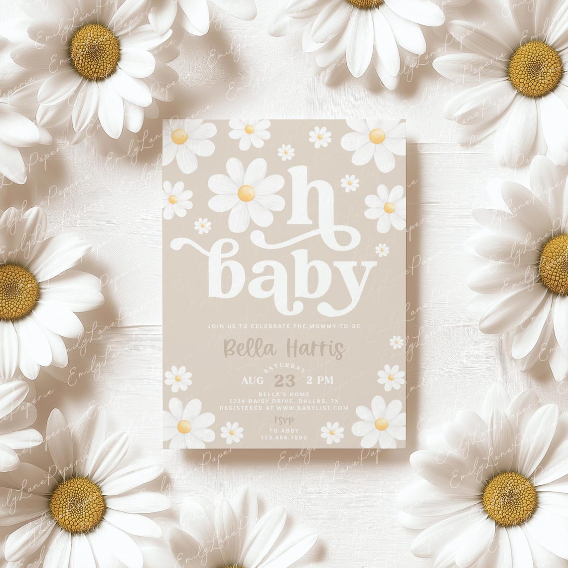 Daisy Baby Shower Invitation, Daisy Oh Baby Invitation, Gender Neutral ...