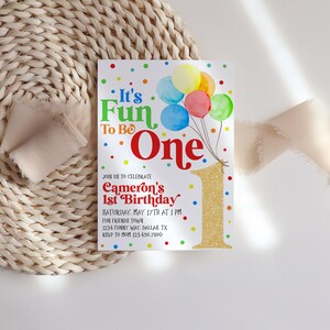 It's Fun to Be One Birthday Invitation, One is Fun 1st Birthday Invite ...