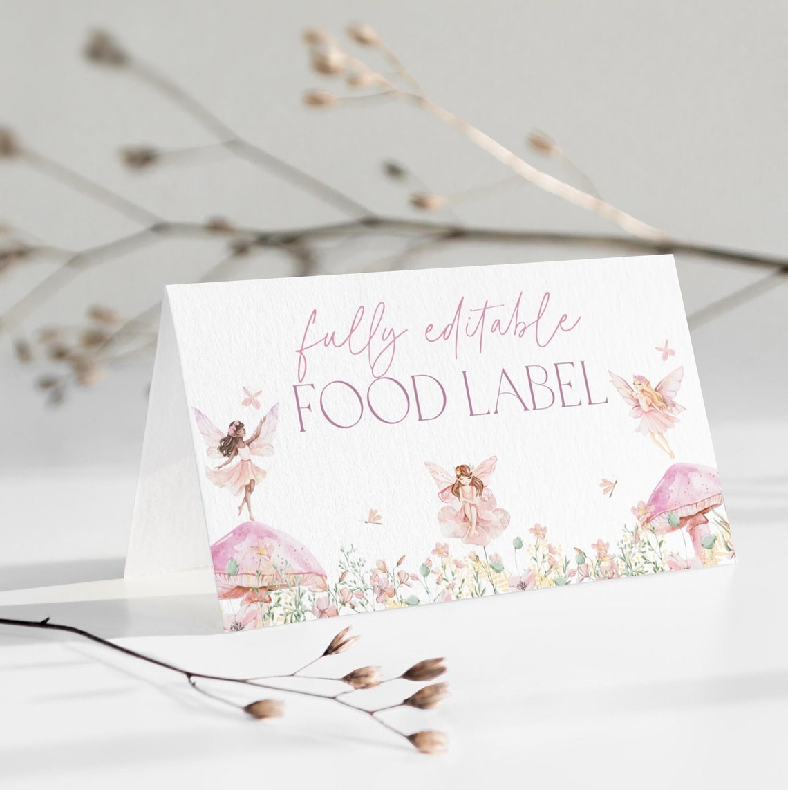 Fairy Food Labels, Fairy Garden Food Label Card, Fairy 1st Birthday ...