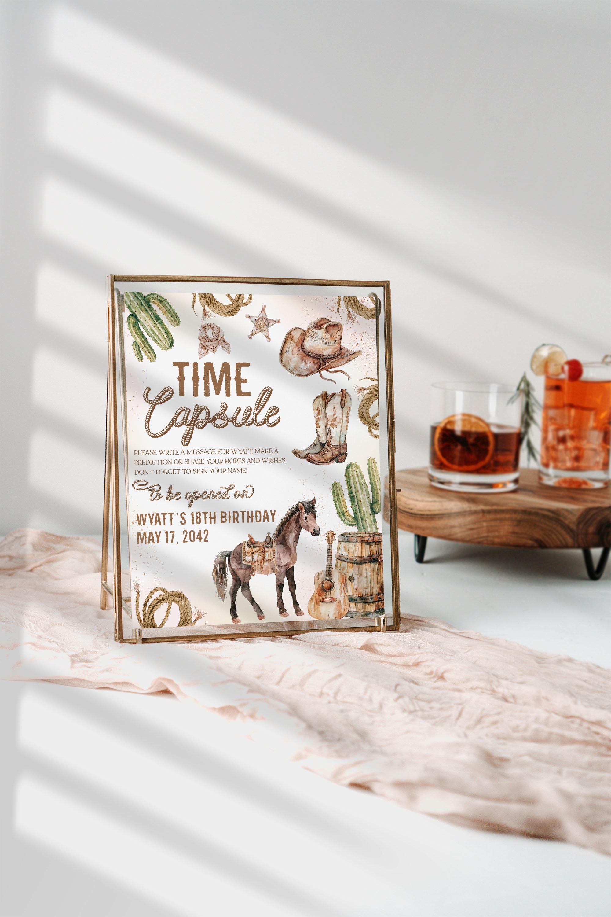 Western Time Capsule, 1st Rodeo Birthday Time Capsule Sign, Cowboy 1st ...