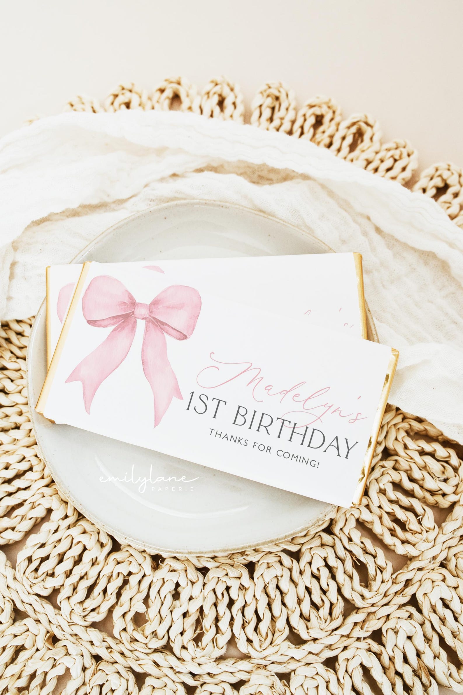 Pink Bow Chocolate Wrapper Printable, Candy Bar Wrapper Template ...