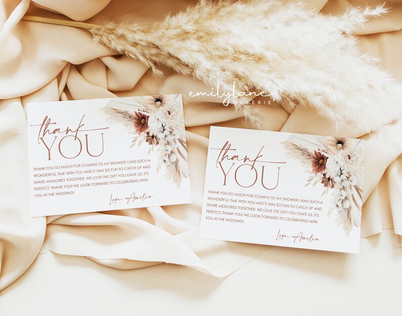 Boho Thank You Card Template Printable Thank You Card Instant - Etsy