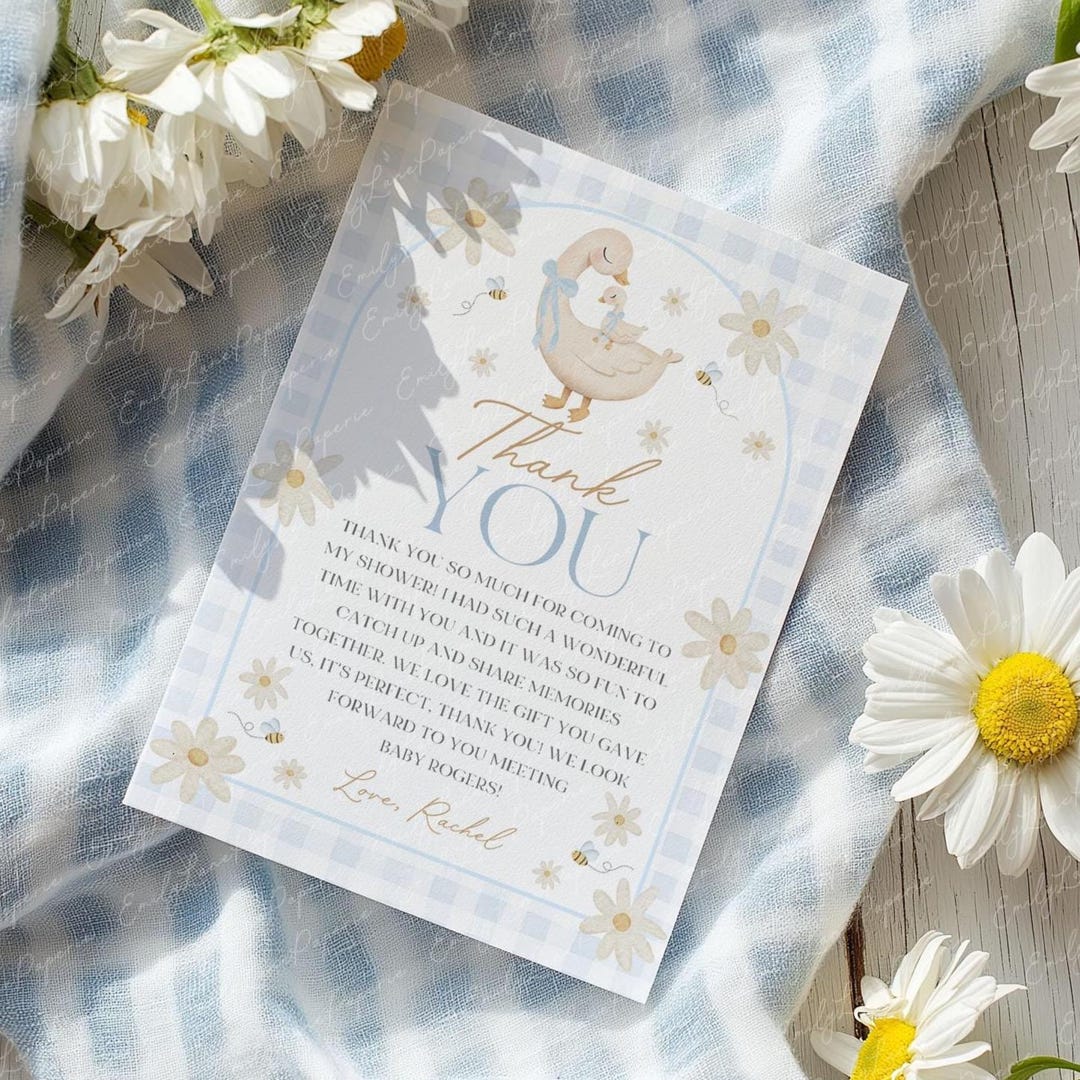Silly Goose Thank You Card Template, Printable Thank You Card, Blue ...