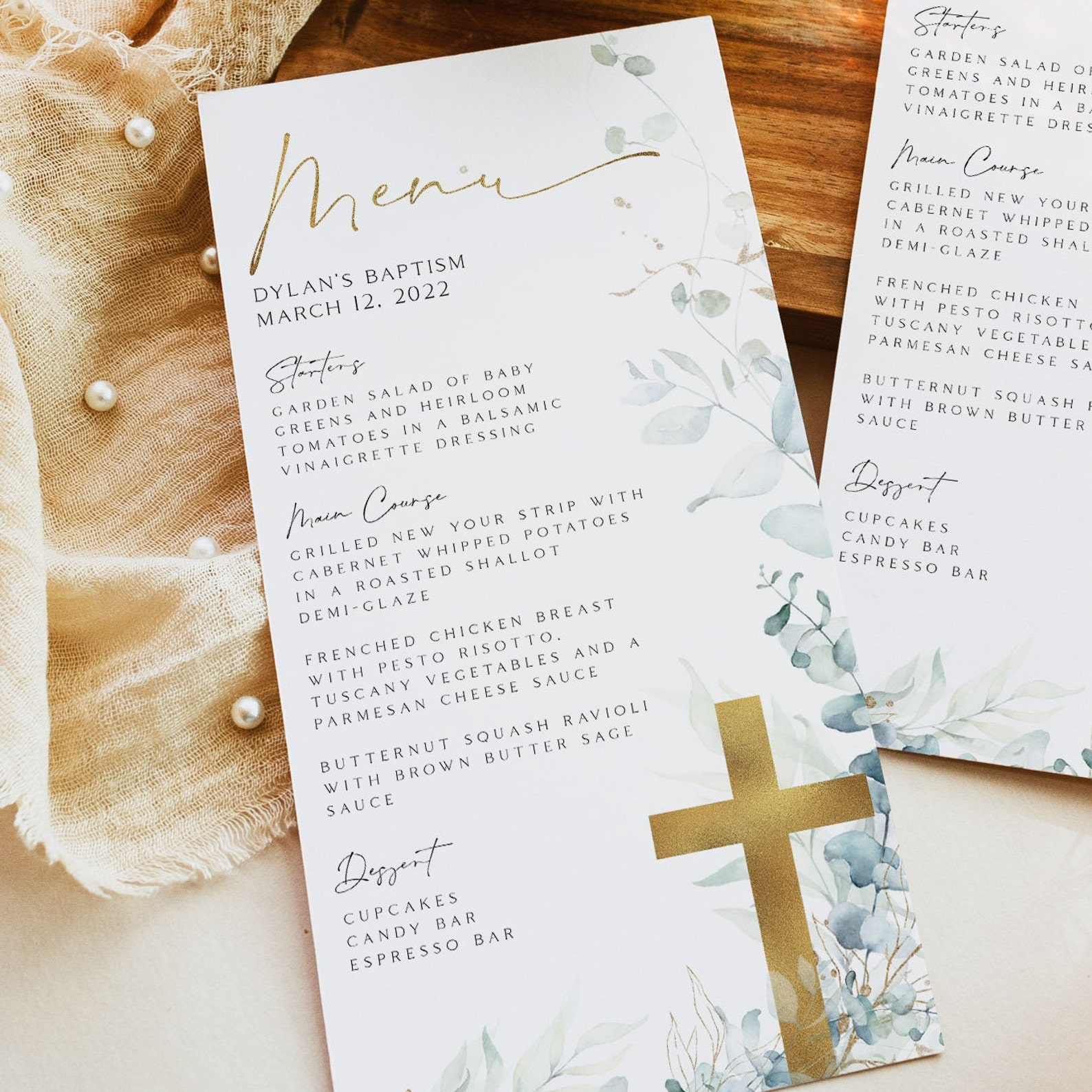 Baptism Menu Template Printable Christening Menu Template - Etsy