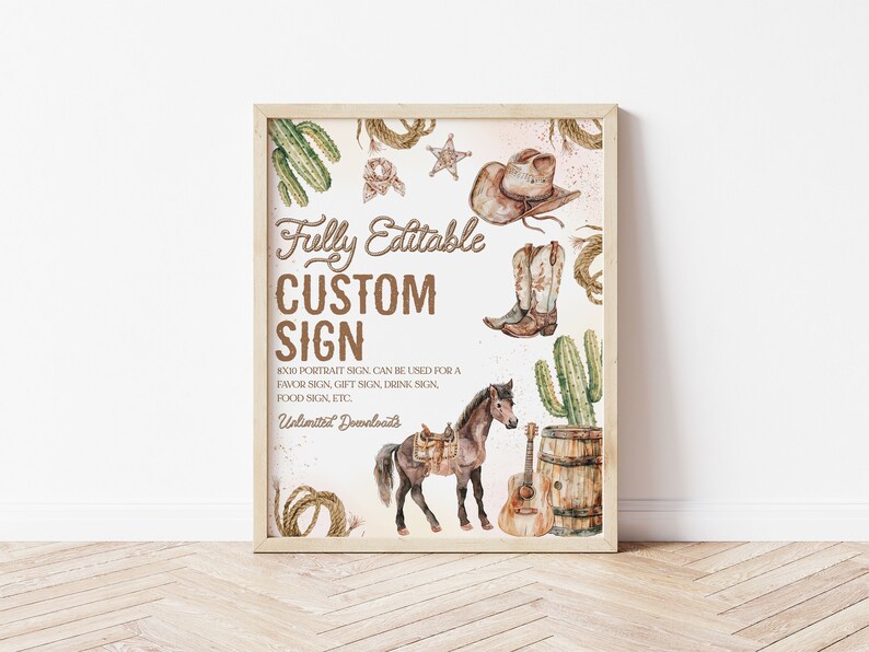 Custom Editable Sign, Western Rodeo Custom 8x10 Sign, Western Editable ...