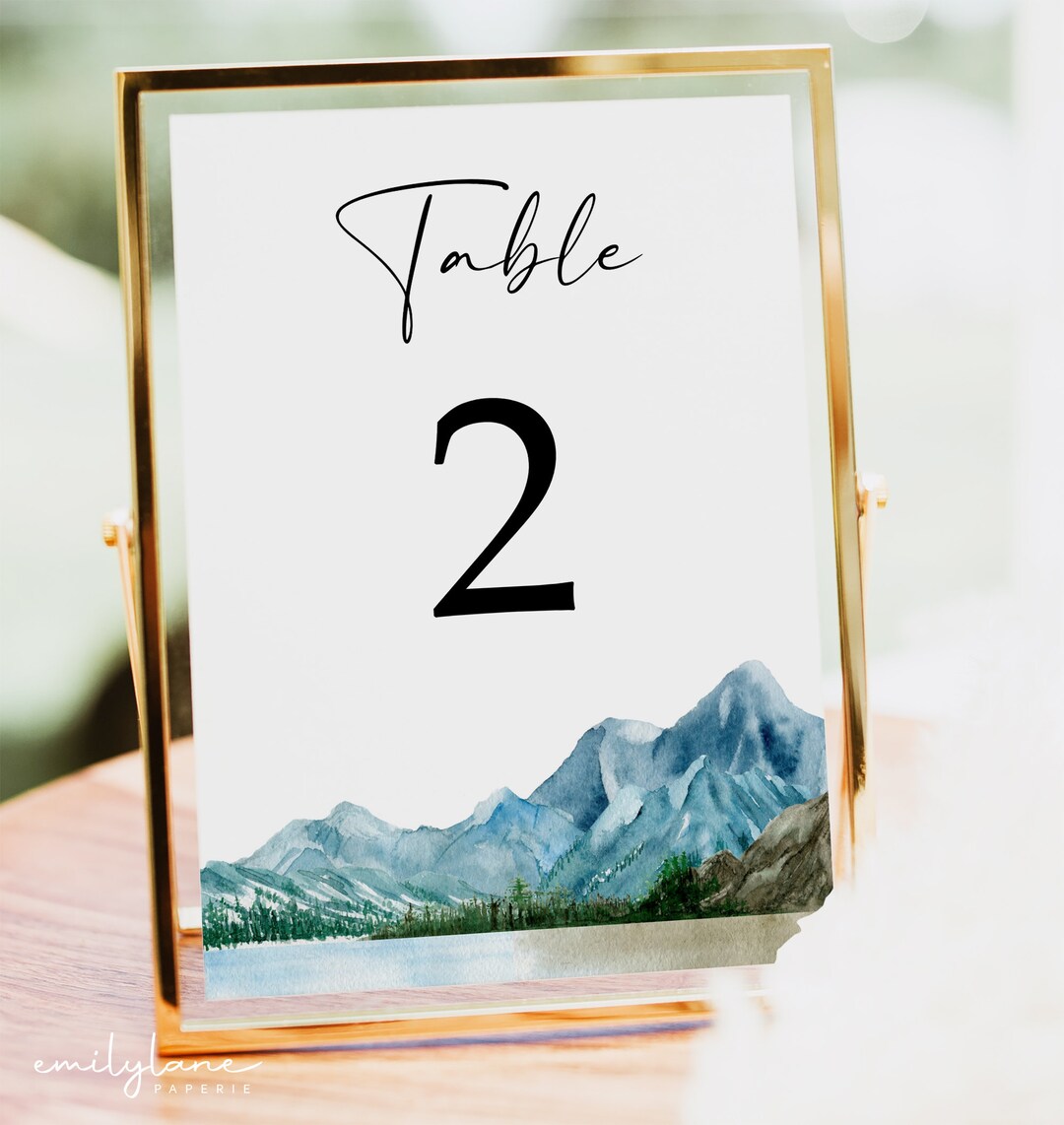 Mountain Wedding Table Number Template, Table Numbers, Mountain Wedding ...