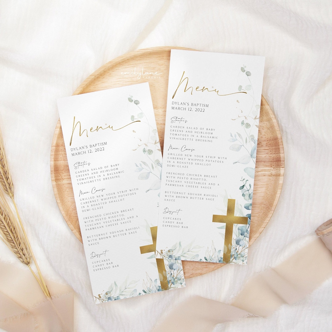 Baptism Menu Template, Printable Christening Menu Template, Printable ...