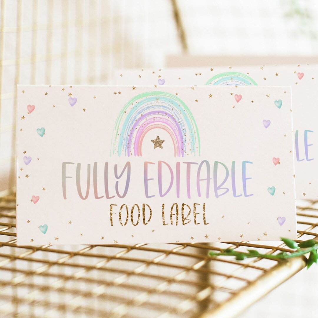 Pastel Rainbow Editable Food Labels, Pastel Food Label Card, 1st ...