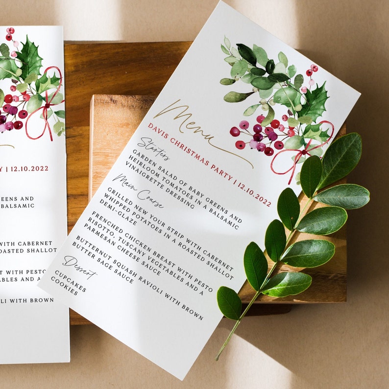 Christmas Dinner Menu Template Printable Christmas Dinner - Etsy