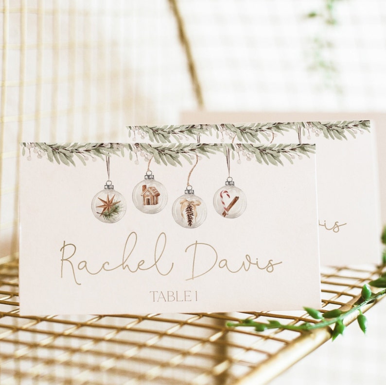 Christmas Place Card Template Printable Place Cards Holiday - Etsy