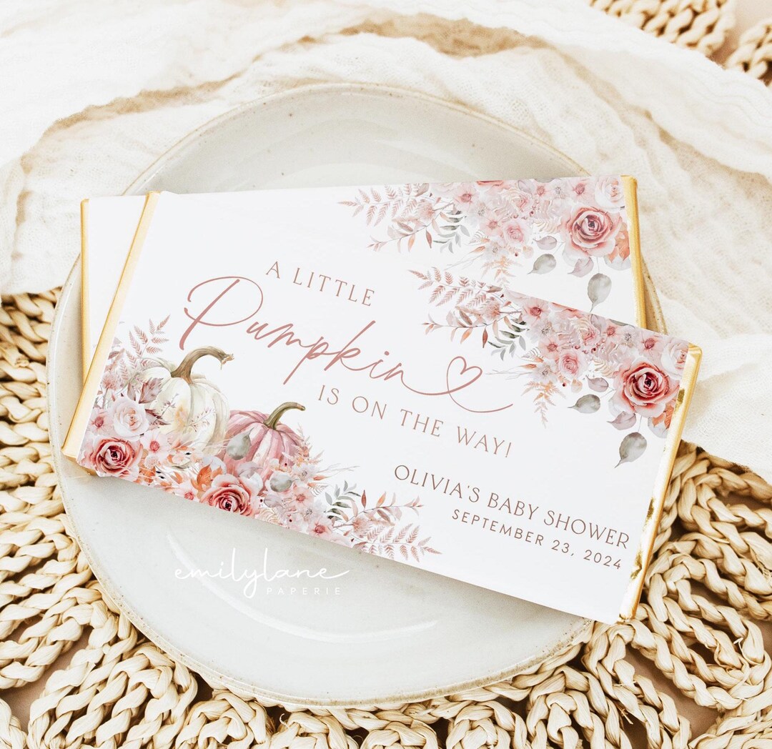 Pumpkin Chocolate Wrapper Printable, Floral Candy Bar Wrapper Template ...