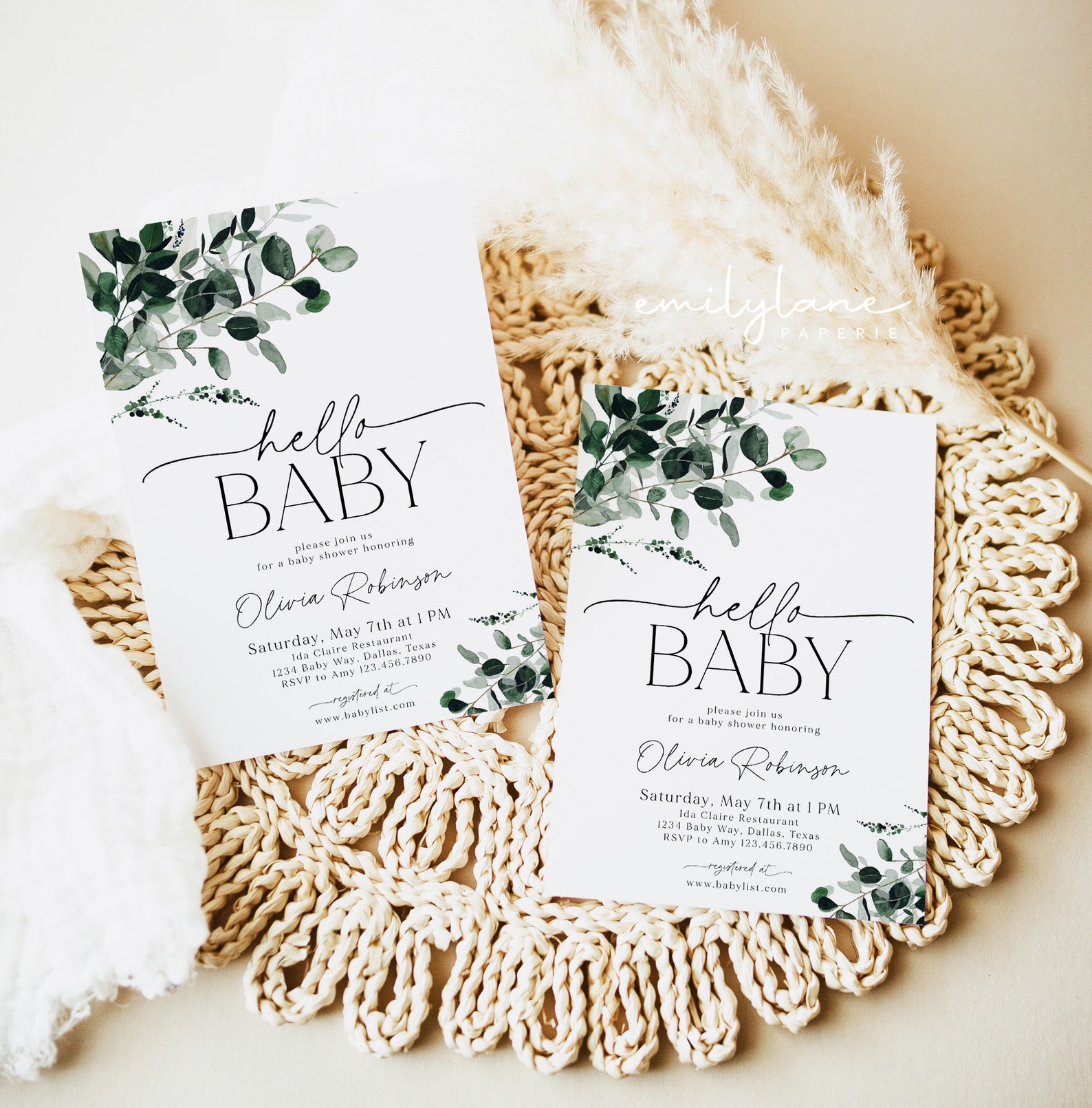 Greenery Baby Shower Invitation Baby Shower Invite Botanical - Etsy