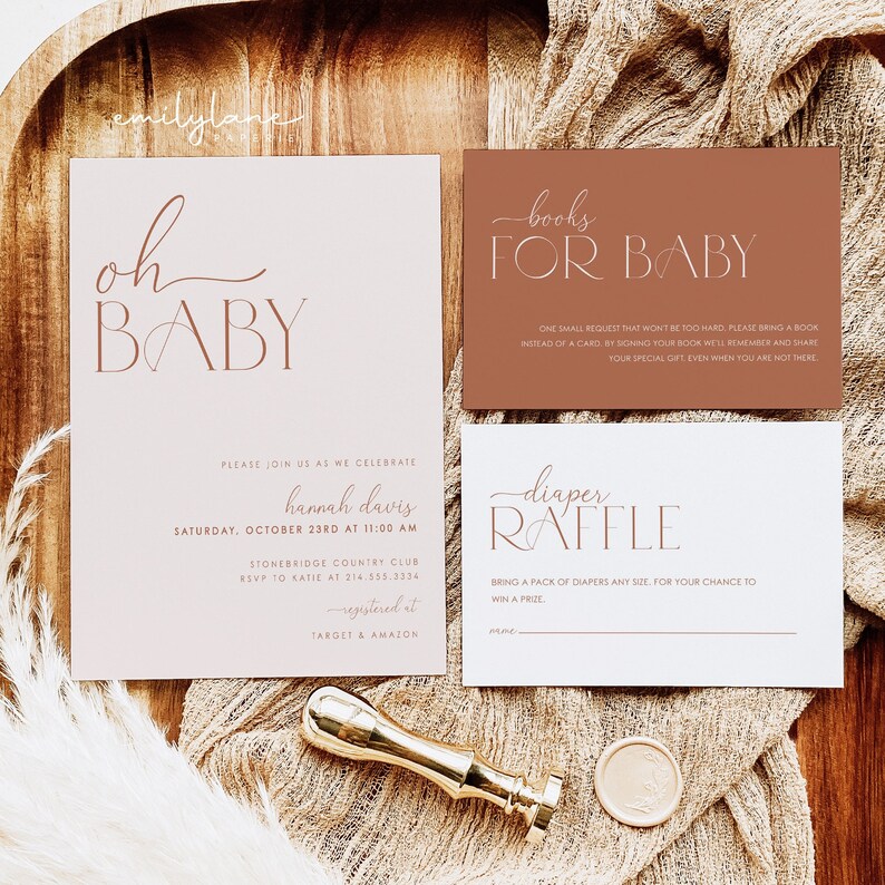 Boho Baby Shower Invitation Set Modern Baby Shower Invite - Etsy