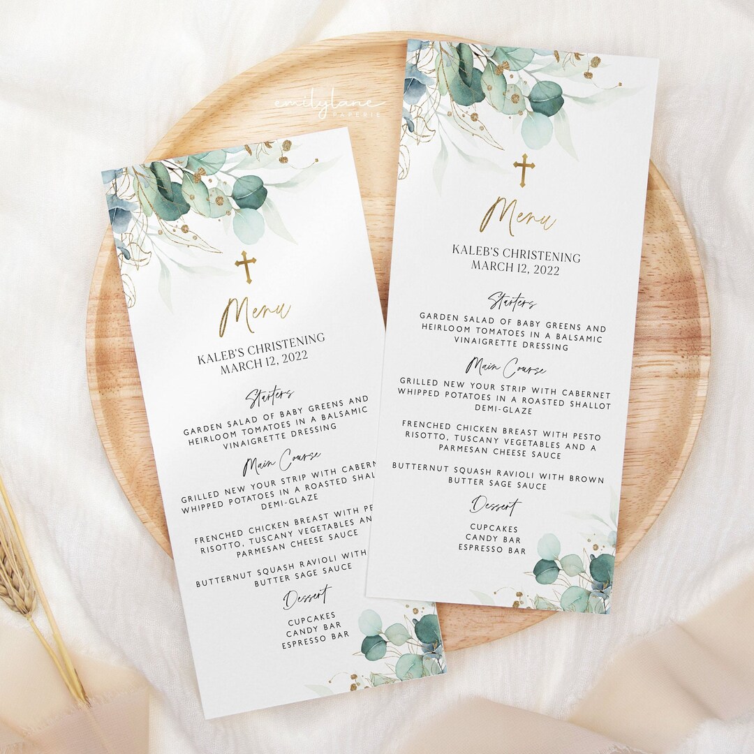 Baptism Menu Template, Printable Christening Menu Template, Printable ...