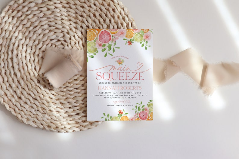 Main Squeeze Bridal Shower Invitation, Citrus Lemon Bridal Shower ...