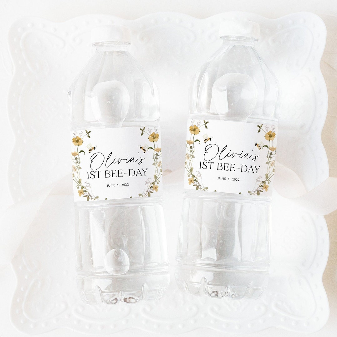 Bee Water Bottle Label, 1st Bee-day Water Label, Printable Water Bottle ...