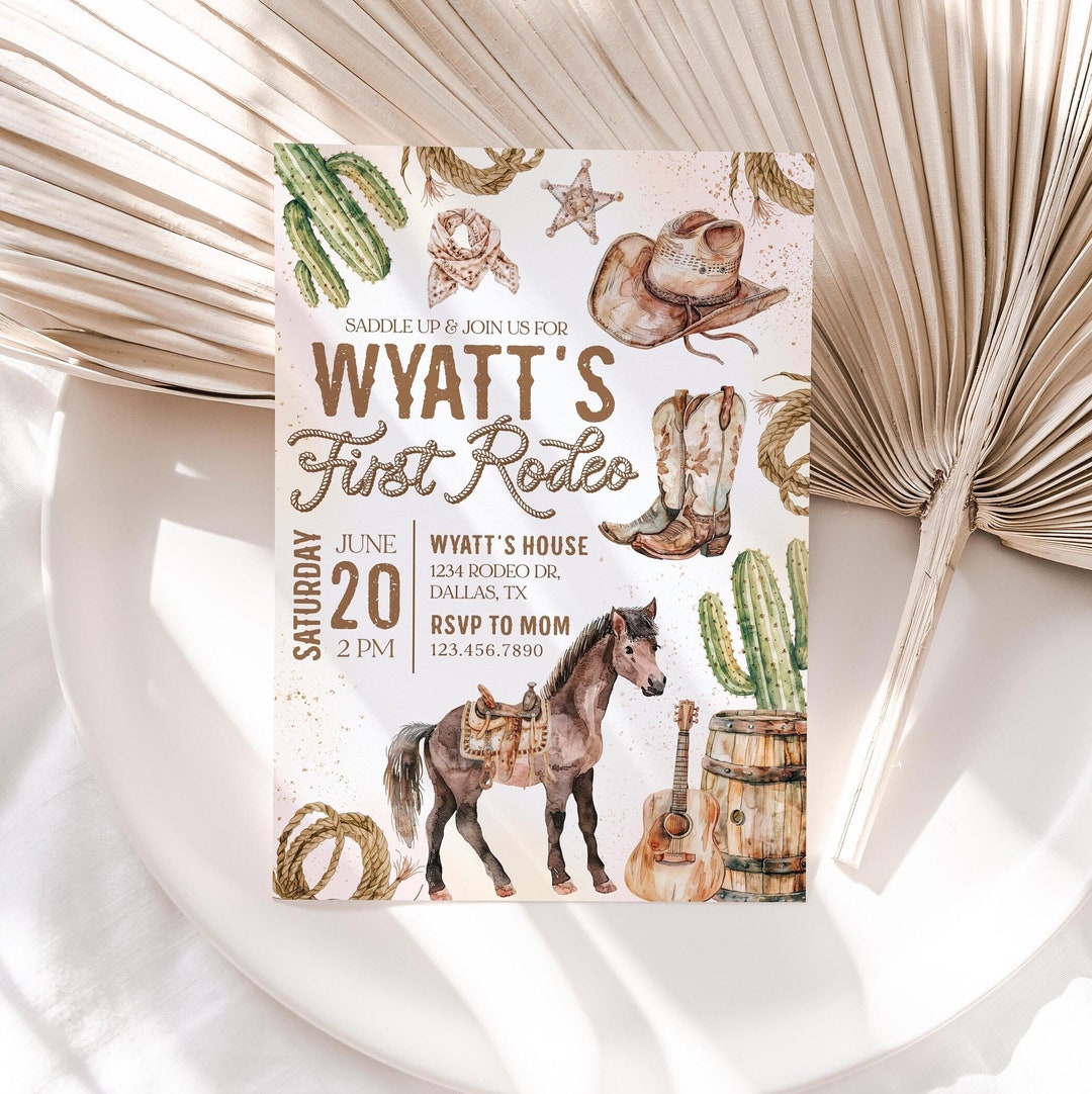 First Rodeo Birthday Invitation Boy, Rodeo 1st Birthday Invite, Cowboy ...