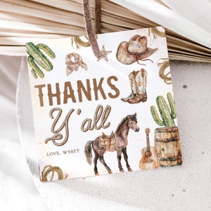 Western Thank You Favor Tag, 1st Rodeo Thank You Favor Tag, Rodeo 1st ...