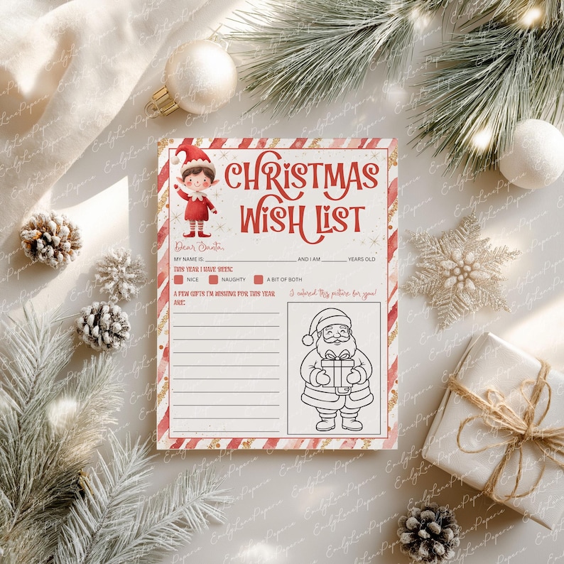 Christmas Wish List Printable, Editable Letter to Santa Template for ...
