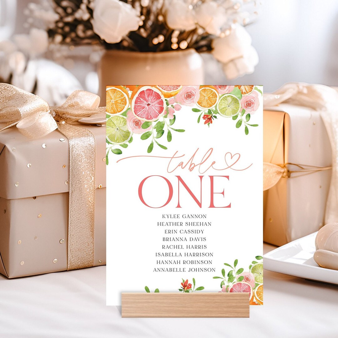 Citrus Floral Table Numbers, Main Squeeze Bridal Shower Table Number ...