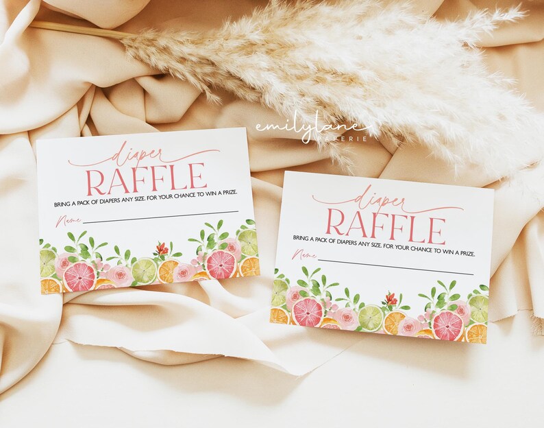 Citrus Diaper Raffle Card Printable, Diaper Raffle Card, Citrus Diaper ...