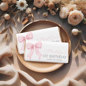 Pink Bow Chocolate Wrapper Printable, Candy Bar Wrapper Template ...