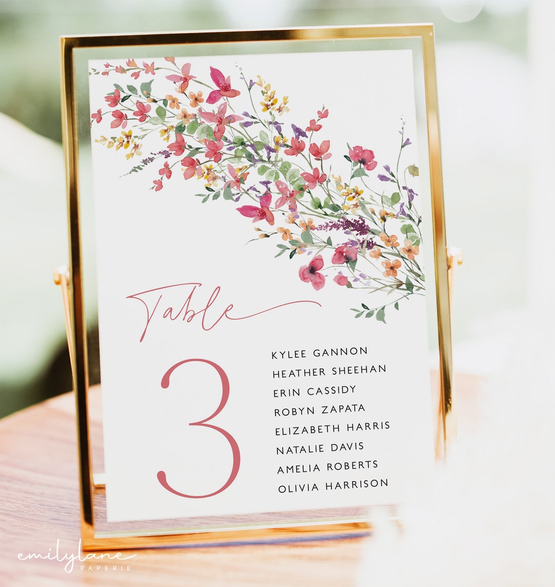 Wildflower Table Numbers, Pink Bridal Shower Table Numbers, Floral ...