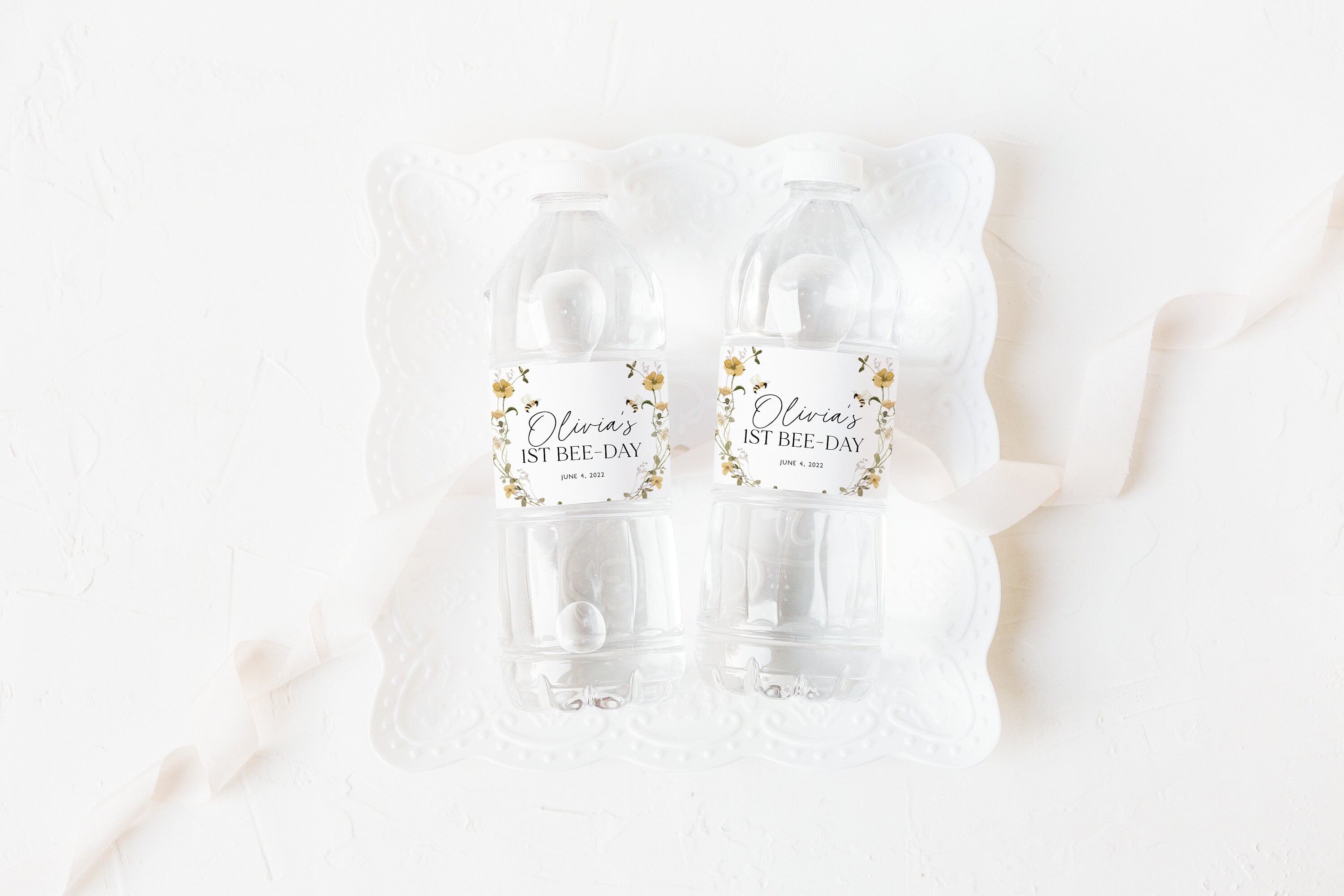Bee Water Bottle Label, 1st Bee-day Water Label, Printable Water Bottle ...