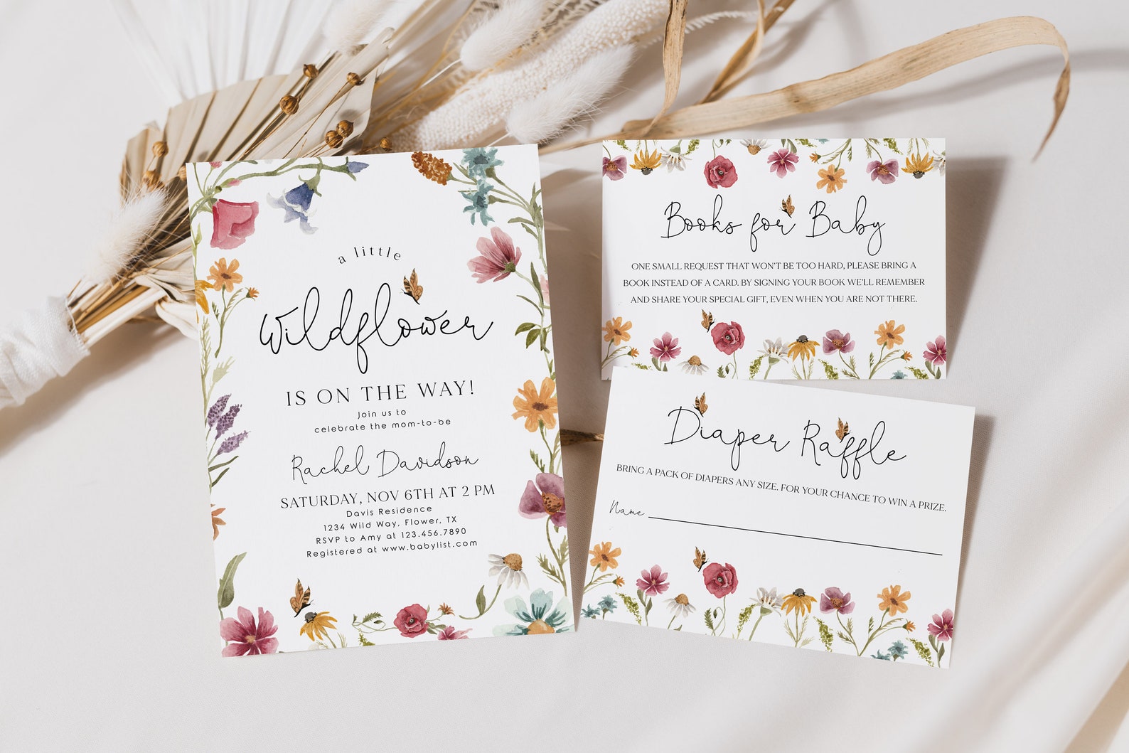 Wildflower Baby Shower Invitation Bundle, A Little Wildflower is on the ...