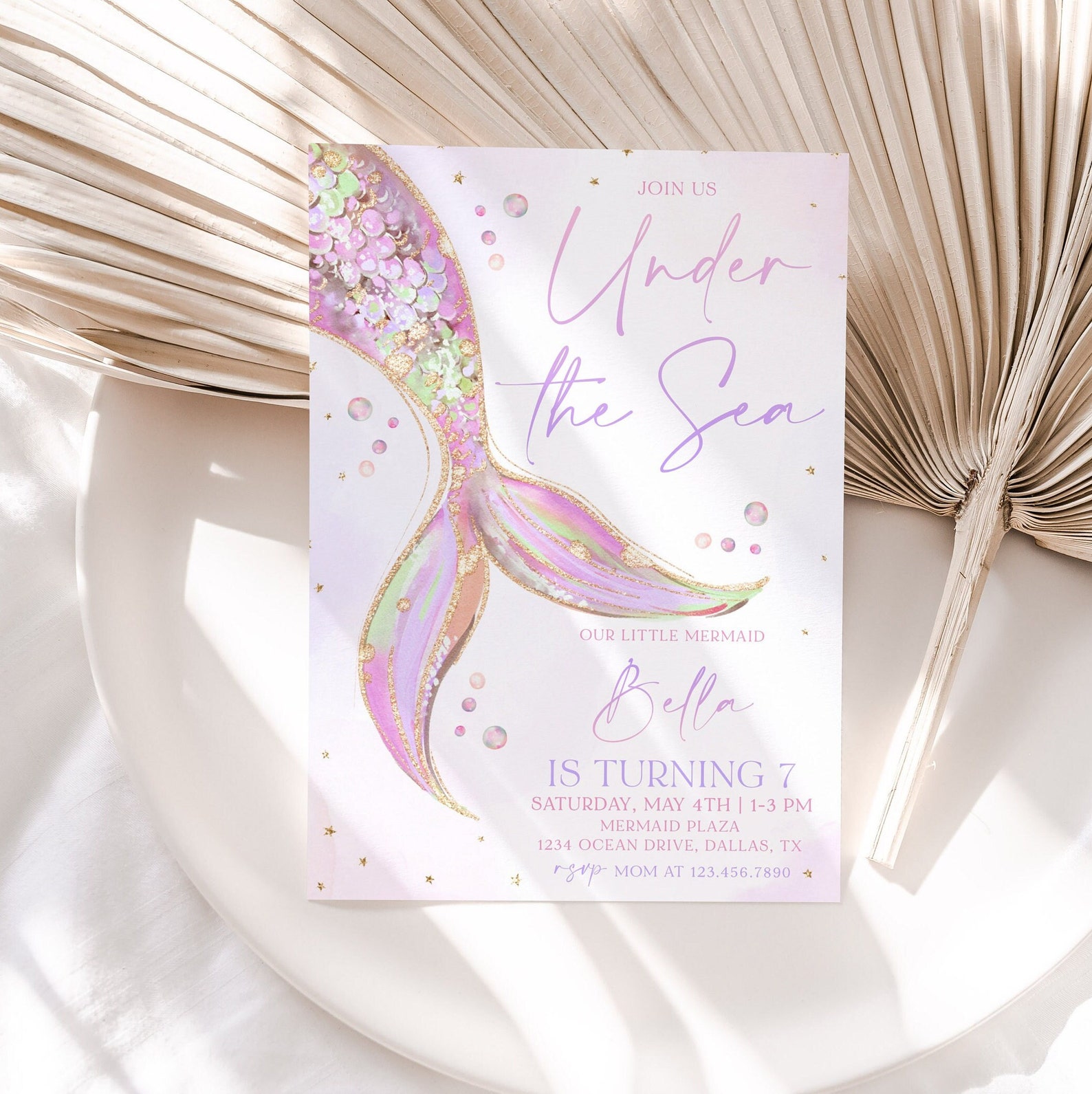 Mermaid Tail Birthday Invitation, Under the Sea Birthday Invitation ...