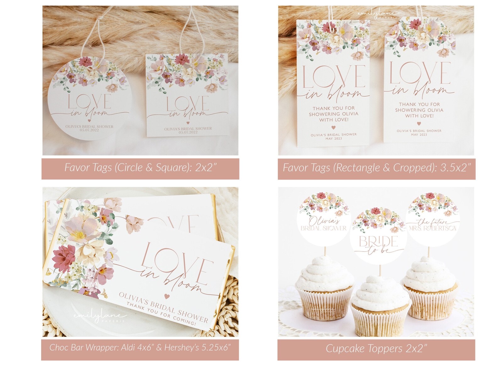 Love in Bloom Bridal Shower Invitation Bundle, Floral Bridal Shower ...
