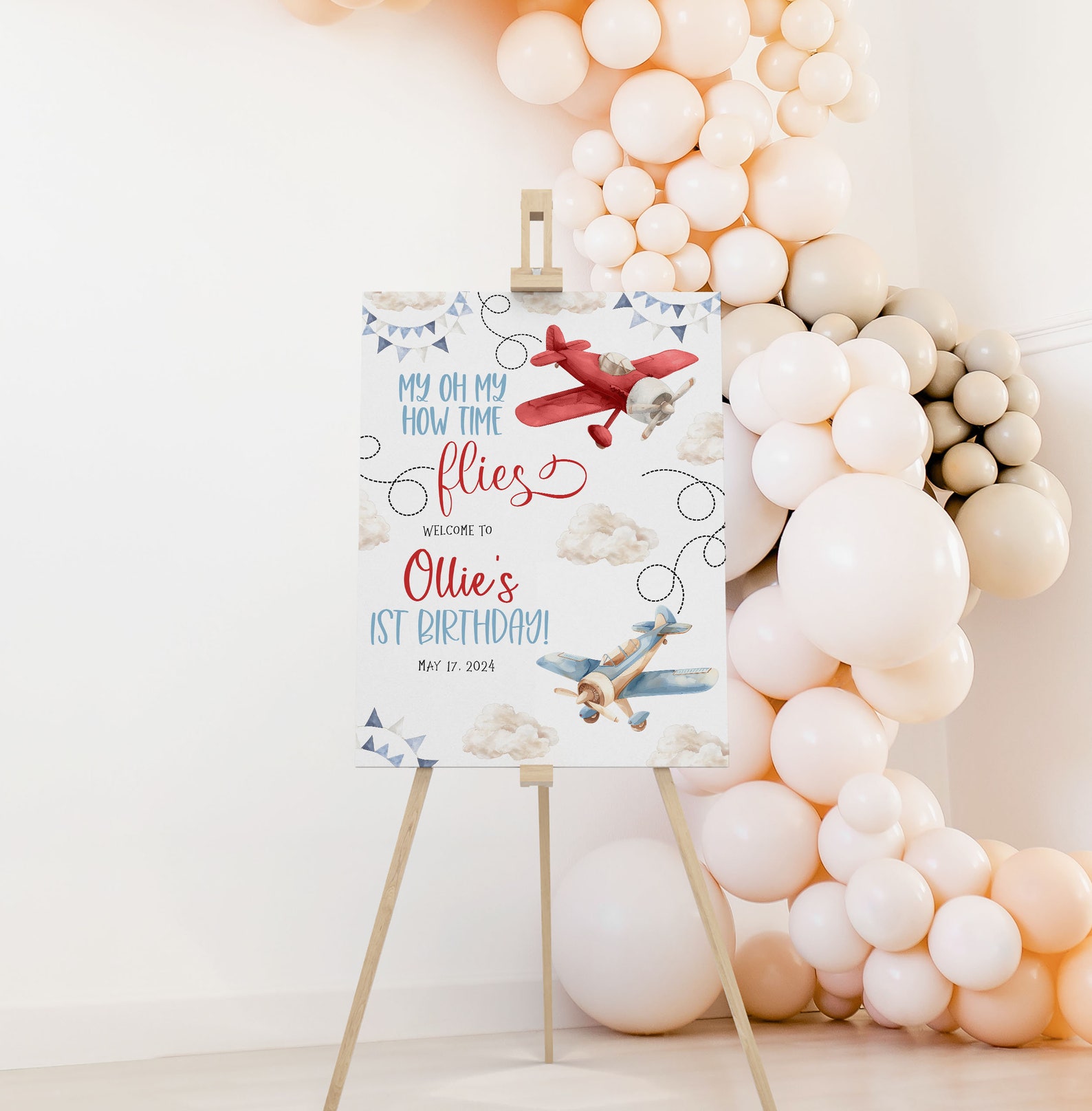 Airplane 1st Birthday Welcome Sign, Airplane Birthday Welcome Sign, 1st ...