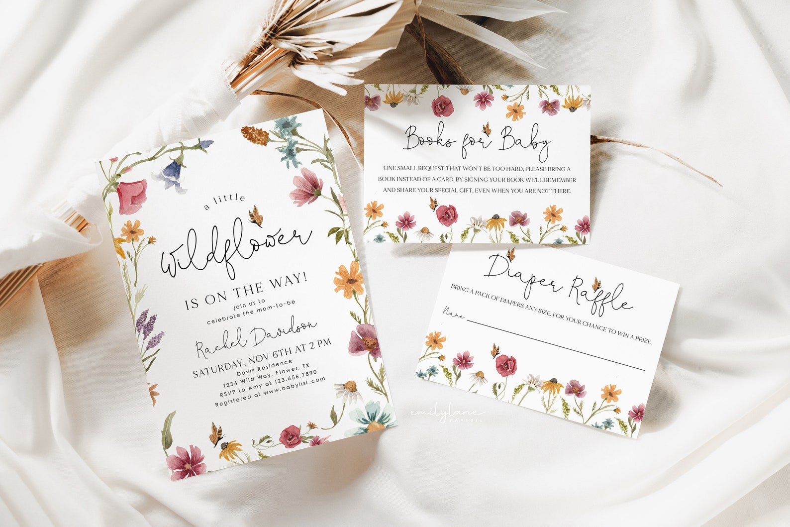 Wildflower Baby Shower Invitation Bundle, A Little Wildflower is on the ...