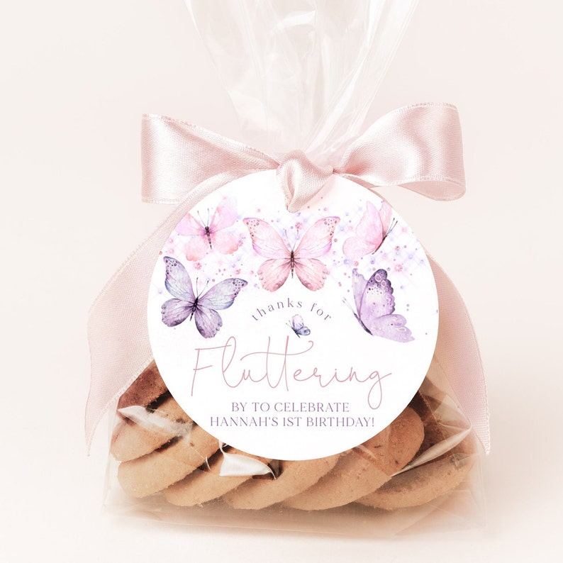 Butterfly Birthday Thank You Favor Tag Birthday Thank You - Etsy