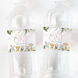 Wild One Water Bottle Label, Safari 1st Birthday Water Label, Printable ...