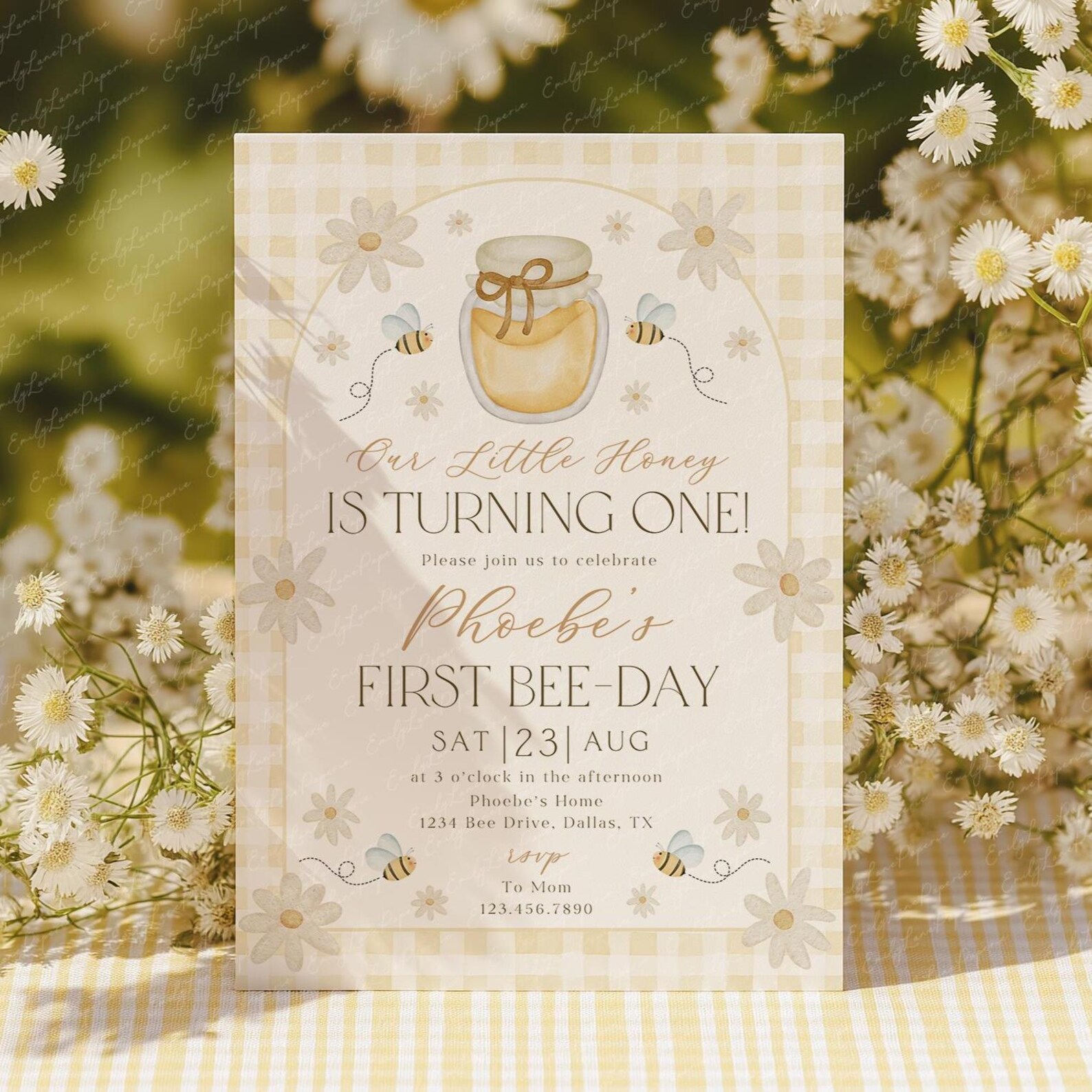 Bee 1st Birthday Invitation, First Bee Day Birthday Invite, 1st Bee Day ...