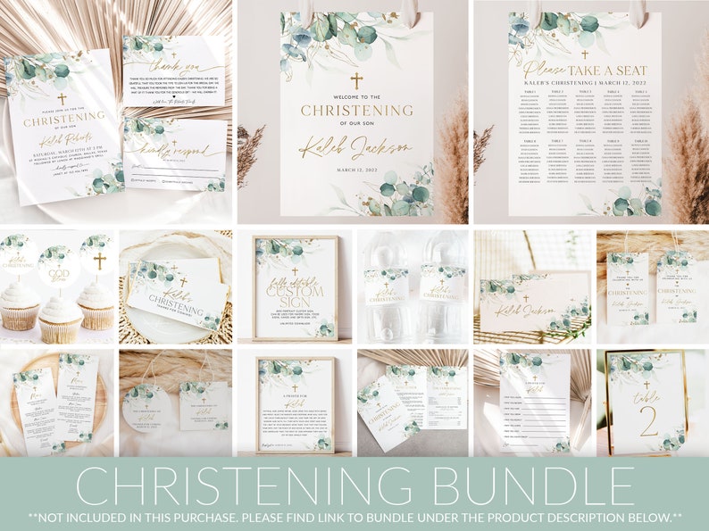 Greenery Baptism Seating Chart, Christening Seating Chart, Printable ...