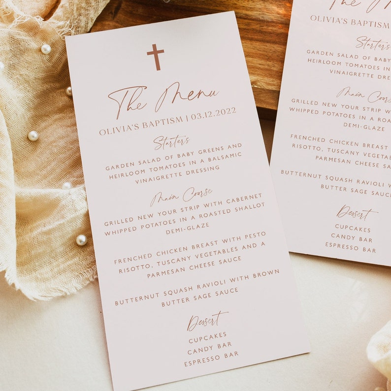 Baptism Menu Template Printable Christening Menu Template - Etsy