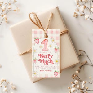 Strawberry Favor Tags, Berry 1st Birthday Thank You Tags, Berry First ...