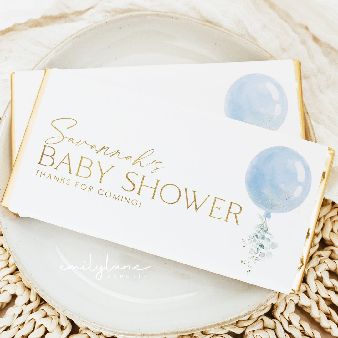 Blue Balloon Chocolate Bar Wrapper, Candy Bar Wrapper Template, Baby ...