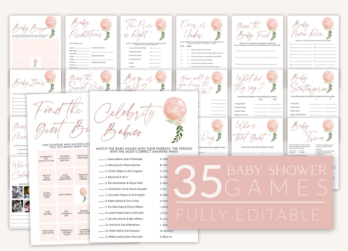 Baby Shower Games Girl Baby Shower Editable Games Printable | Etsy