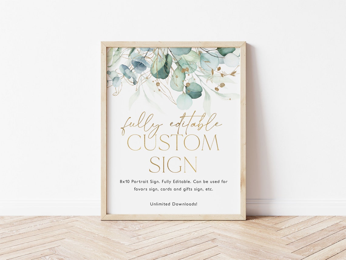 Greenery Editable Sign Custom 8x10 Sign Greenery Baby Shower - Etsy