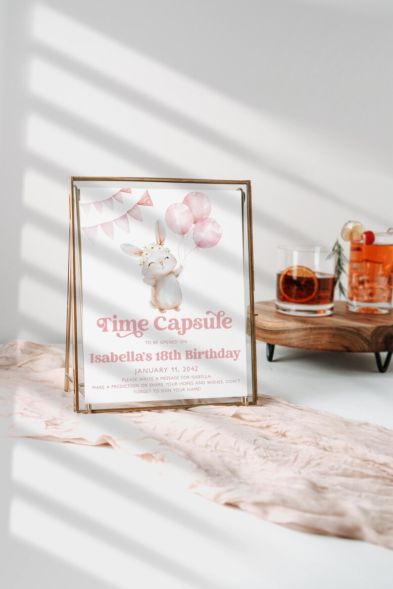 Bunny Time Capsule, Bunny 1st Birthday Time Capsule Sign, Time Capsule ...
