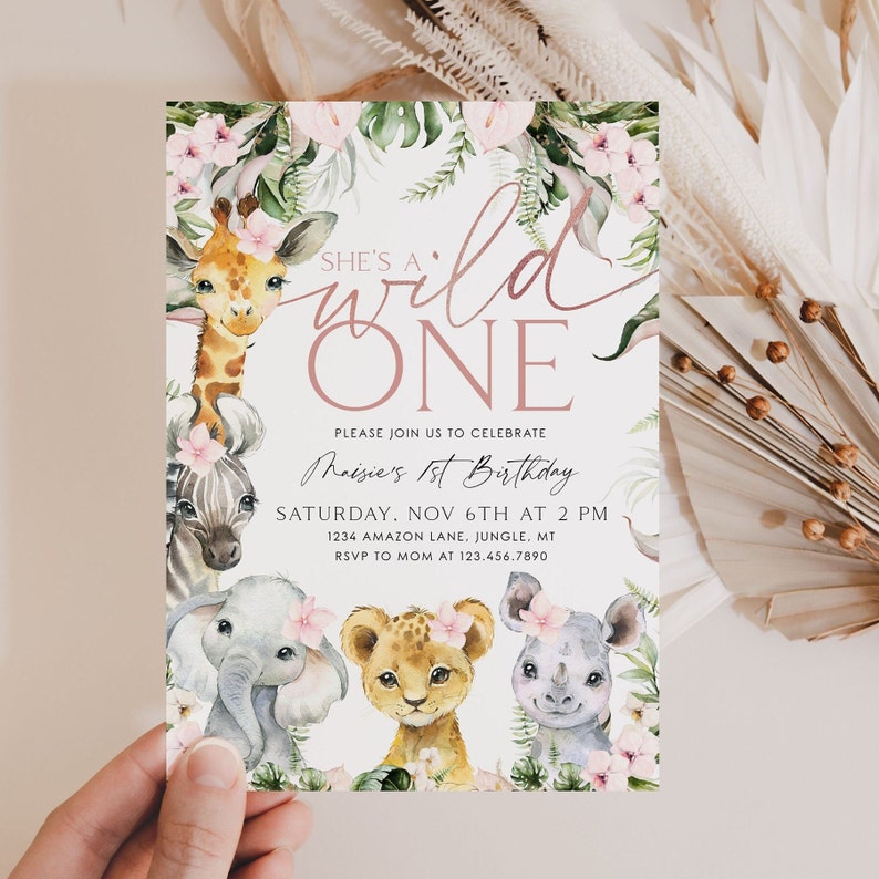 Wild One Birthday Girl Invitation Wild One Invitation - Etsy