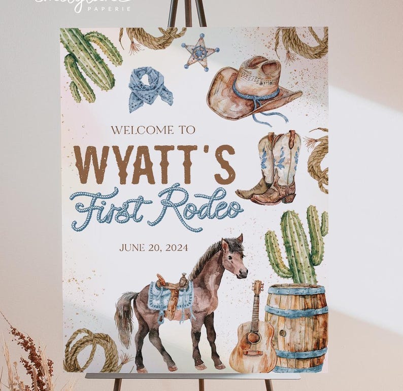 First Rodeo 1st Birthday Welcome Sign, Rodeo Birthday Welcome Sign ...