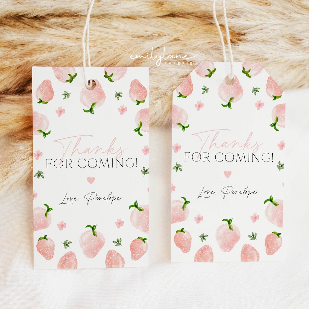Strawberry Favor Tags, Berry First Birthday Thank You Tags, Birthday ...