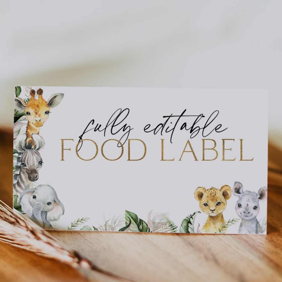 Editable Food Labels Wild One Food Label Card Safari | Etsy