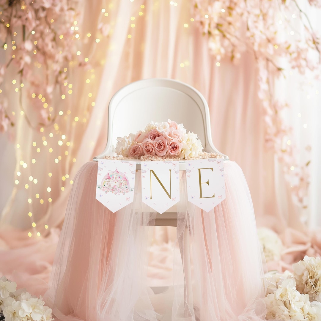 Princess High Chair Banner Printable, 1st Birthday Banner High Chair ...